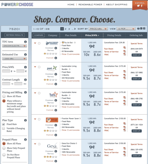 Power to Choose - Texas Energy Plans from 8.9¢/kWh