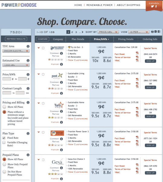 Power to Choose - Texas Energy Plans from 8.9¢/kWh