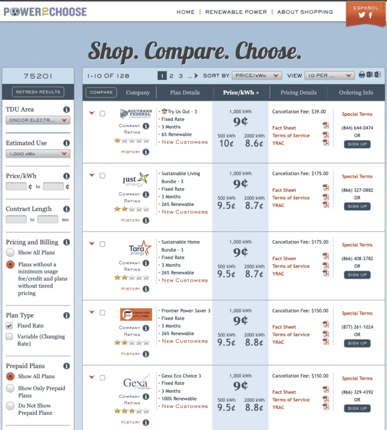 Power to Choose - Texas Energy Plans from 8.9¢/kWh
